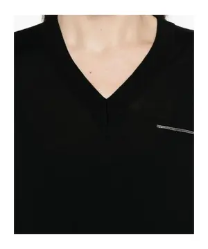 Peserico V-neck Long-sleeve Sweater With Pocket Detail