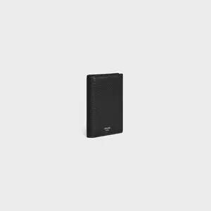 Celine Vertical Card Holder In Grained Calfskin