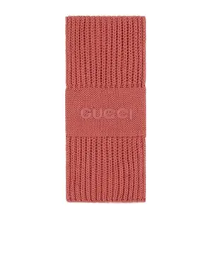 Gucci Wool Cashmere Scarf With Embroidery - Deep Pink