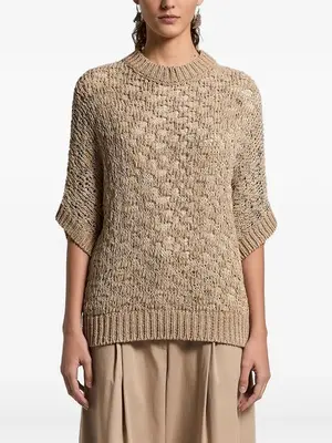 Peserico Open-knit Short-sleeved Sweater - Nude