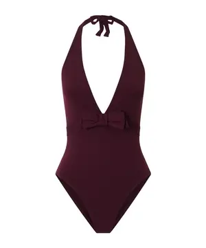 ERES ERES Halter-Neck Bow-Embellished Swimsuit Wine Red