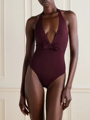 ERES Halter-neck Bow-embellished Swimsuit - Wine Red