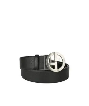 Giorgio Armani Logo Detail Leather Belt - Black
