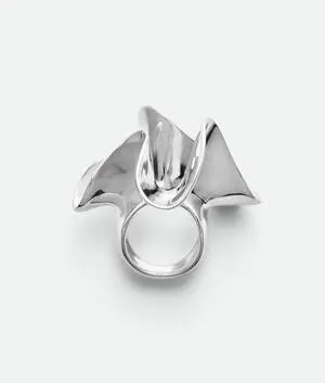 Bottega Veneta Sculptural Anemone Ring - Silver