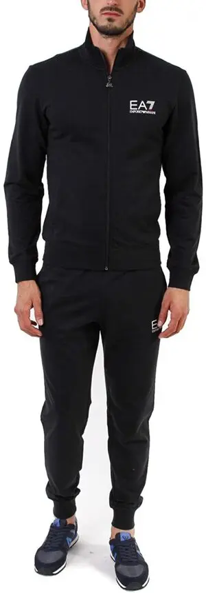EA7 Vertical Collar Logo Tracksuit - Black