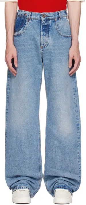 Balmain High-waist Wide-leg Jeans - Blue