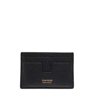 TOM FORD Soft Grain Leather T Line Classic Card Holder - Black