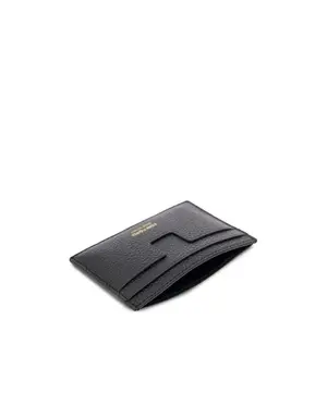 TOM FORD Soft Grain Leather T Line Classic Card Holder - Black