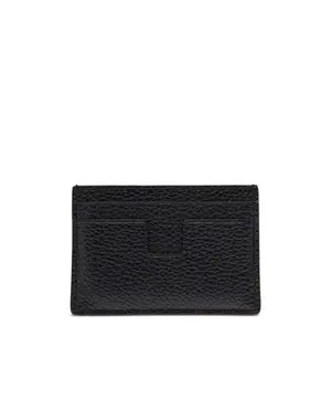 TOM FORD Soft Grain Leather T Line Classic Card Holder - Black