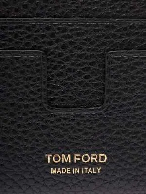 TOM FORD Soft Grain Leather T Line Classic Card Holder - Black