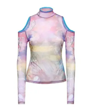 Andersson Bell Luna Mysterious Fairy Print" Mesh Top With Cutout Shoulders
