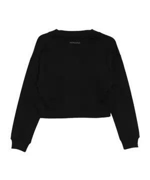 Patrizia Pepe Deep V-neck Rhinestone Embellished Cropped Sweatshirt