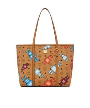 Mcm Toni Top-zip Medium Shopper Bag - Cognac