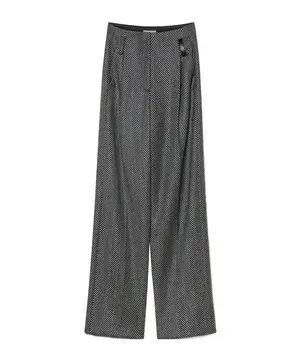 FORTE_FORTE High-rise Chevron Patterned Trousers - Antracite