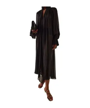 Khaite Edgar Ruffled High-neck Maxi Dress - Black