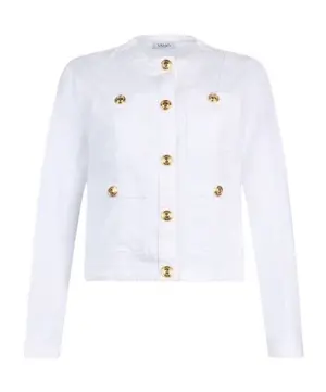 Liu Jo Buttoned Crewneck Denim Jacket - White