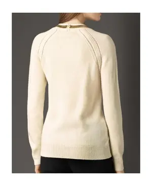 Burberry Round Neck Long Sleeve Knitted Pullover With Ribbed Trim