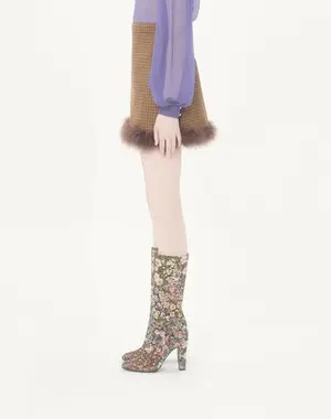 Valentino Garavani Checked Mini Skirt With Feather Trim