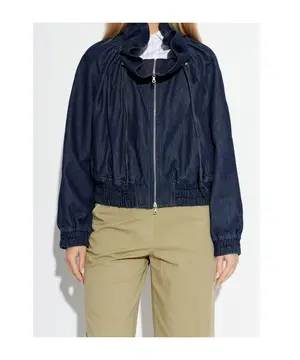 Dries Van Noten Denim Ruffled Cocoon Jacket - Black