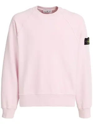 Stone Island Brushed Cotton Crewneck Sweatshirt - Black