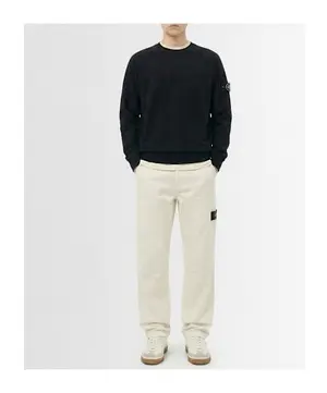 Stone Island Brushed Cotton Crewneck Sweatshirt - Black