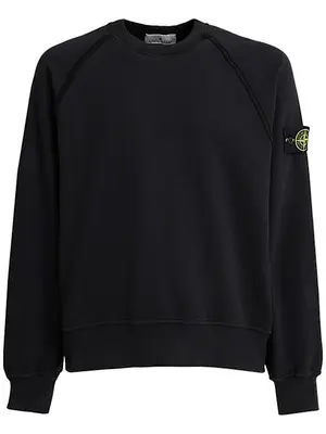Stone Island Brushed Cotton Crewneck Sweatshirt With Sleeve Logo Patch - Pink