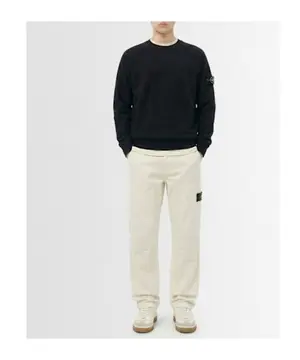 Stone Island Brushed Cotton Crewneck Sweatshirt With Sleeve Logo Patch - Pink