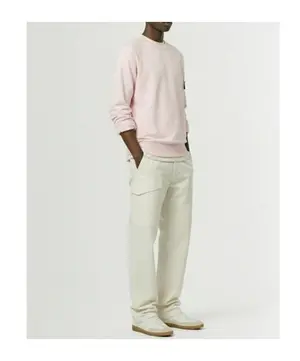 Stone Island Brushed Cotton Crewneck Sweatshirt With Sleeve Logo Patch - Pink