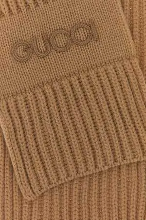 Gucci Logo Detailed Cable Knit Scarf - Beige