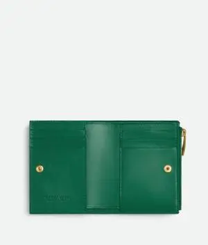 Bottega Veneta Intrecciato Small Bi-fold Wallet - Green