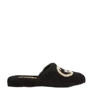 Gucci Interlocking G Merino Slippers - Black
