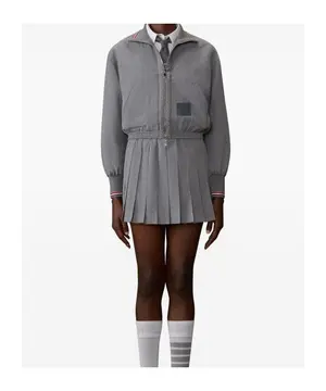 Thom Browne Drawstring Pleated Mini Skirt - Light Gray