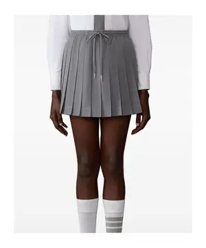 Thom Browne Drawstring Pleated Mini Skirt - Light Gray