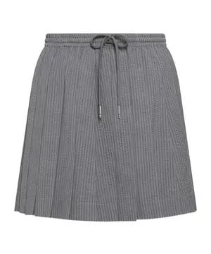 Thom Browne Drawstring Pleated Mini Skirt - Light Gray