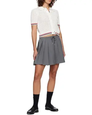 Thom Browne Drawstring Pleated Mini Skirt - Light Gray