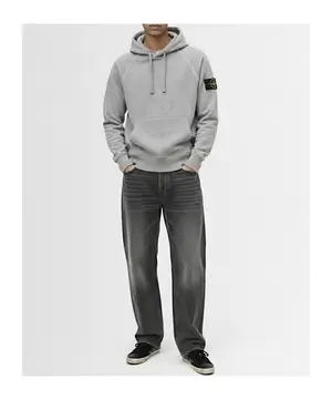 Stone Island Brushed Cotton Hooded Sweatshirt - Gray