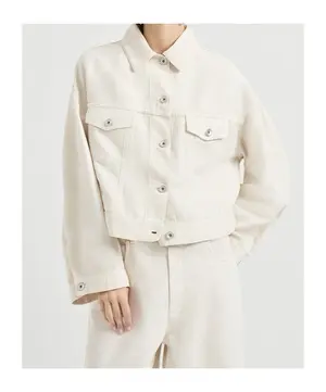 Brunello Cucinelli Cropped Long-sleeved Jacket - Chalk