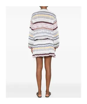 Missoni Chevron Pleated Mini Dress - White