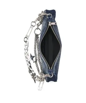 Marc Jacobs Distressed Denim Shoulder Bag With Chain Strap