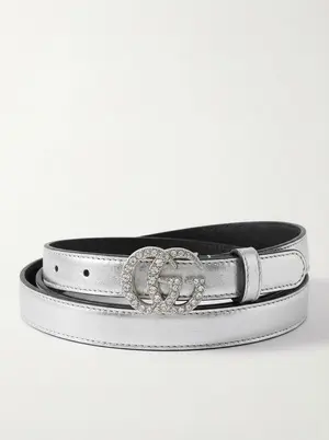 Gucci Embellished Gg Buckle Belt - Black