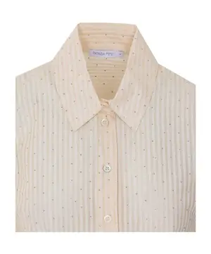 Patrizia Pepe Striped Embellished Fluid Shirt - White