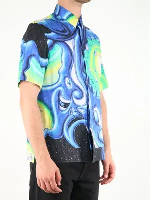 Dior X Kenny Scharf Graphic Printed Short Sleeve Shirt - Blue