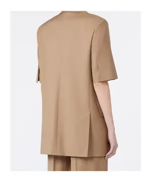 Max Mara Ottuso Short-sleeve Notched-lapel Blazer - Hazelnut Brown