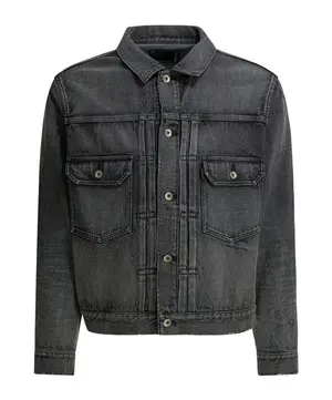 Sacai Checked Cuff Denim Jacket