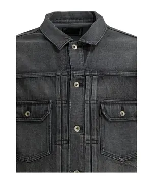 Sacai Checked Cuff Denim Jacket