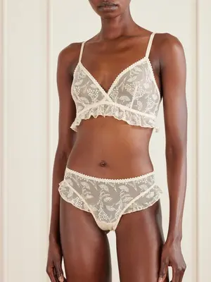 ERES Ruffled Floral-print Bra - Cream