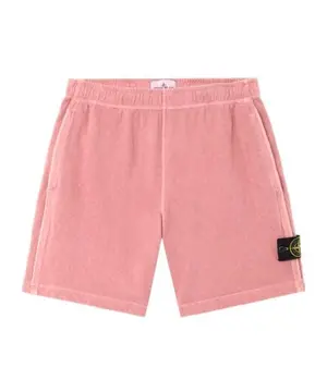 Stone Island Logo Patch Old Effect Shorts - Oleander