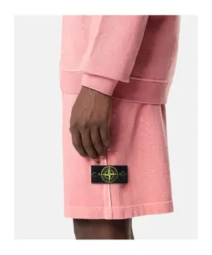 Stone Island Logo Patch Old Effect Shorts - Oleander