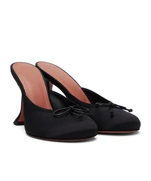 Amina Muaddi Lila Bow-tie High-heeled Mules - Black