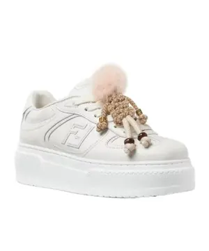 Fendi Match Platform Lace-up Sneakers With Embellished Charms - White